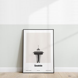 Seattle Print, Space Needle Tower Poster, Seattle Washington Landmark ...