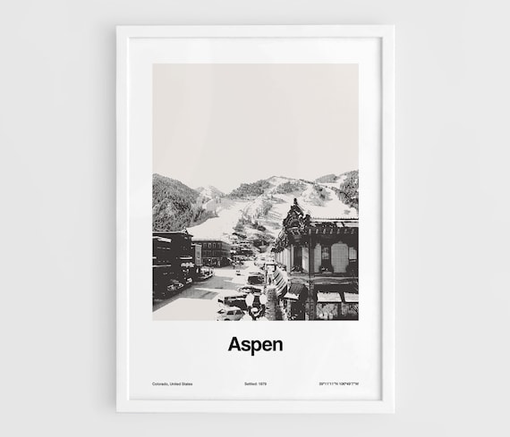 Aspen Colorado Print Aspen Poster Aspen Black White Aspen | Etsy