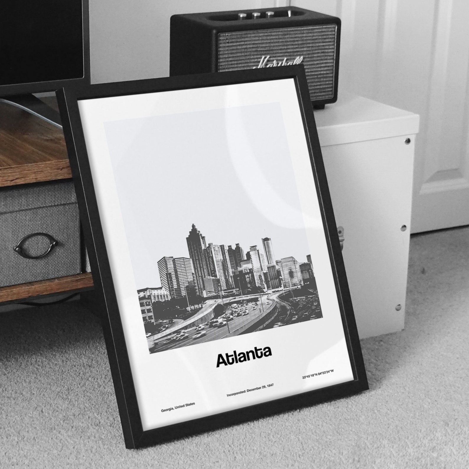 Atlanta Poster Atlanta Georgia Print Atlanta GA Skyline Wall | Etsy