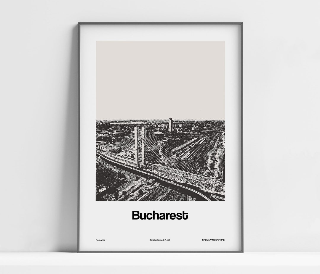 Bucharest Poster, Bucharest Skyline Print, Basarab Overpass Romania ...