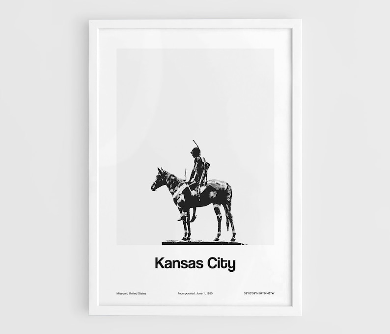 Kansas City Print, the Scout Kansas City Statue Poster, Kansas City ...
