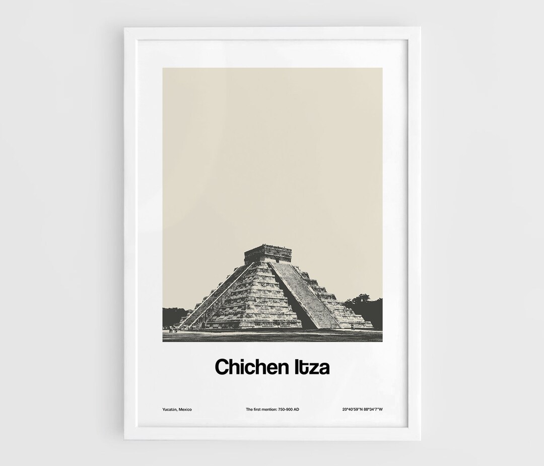 Chichen Itza Poster, Chichen Itza Print, Chichen Itza Yucatán Mexico ...