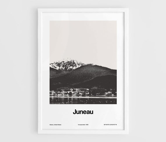 Juneau Alaska Poster Juneau Skyline Print Juneau AK Black | Etsy