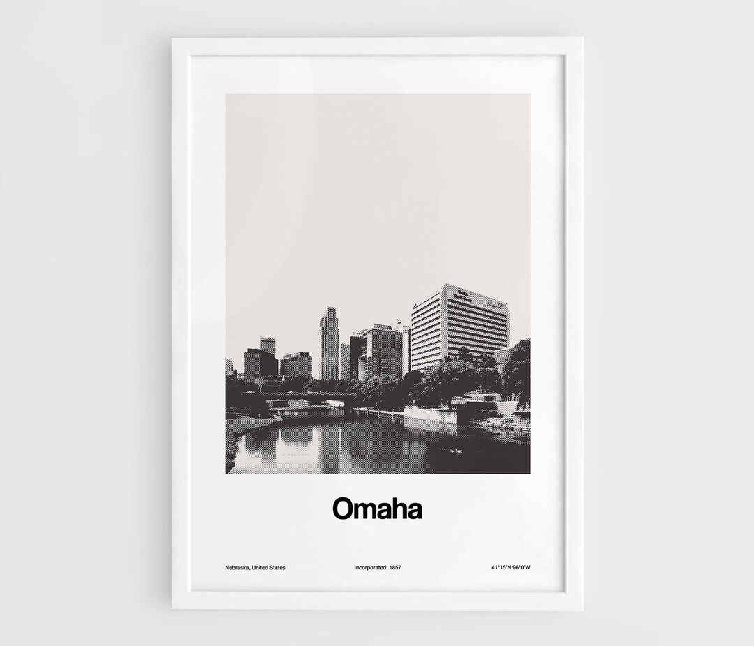 Omaha Print, Omaha Nebraska Skyline Poster, Downtown Omaha NE Cityscape ...