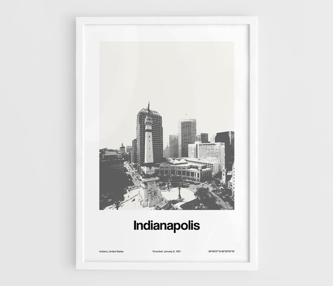 Indianapolis IN Poster, Indy Downtown Indianapolis Skyline Poster ...