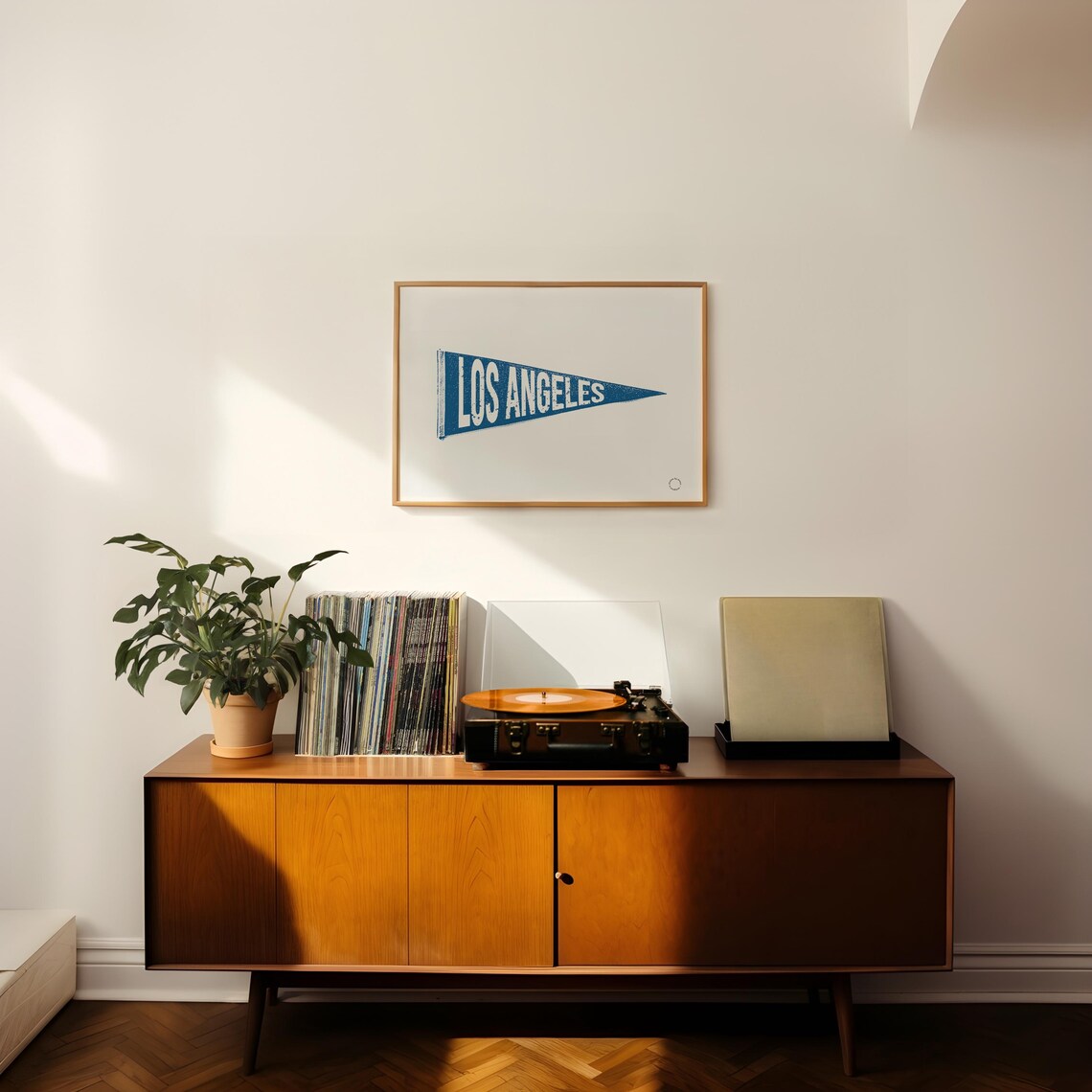 Vintage Los Angeles Pennant Flag Art, Los Angeles Blue Poster, Los ...