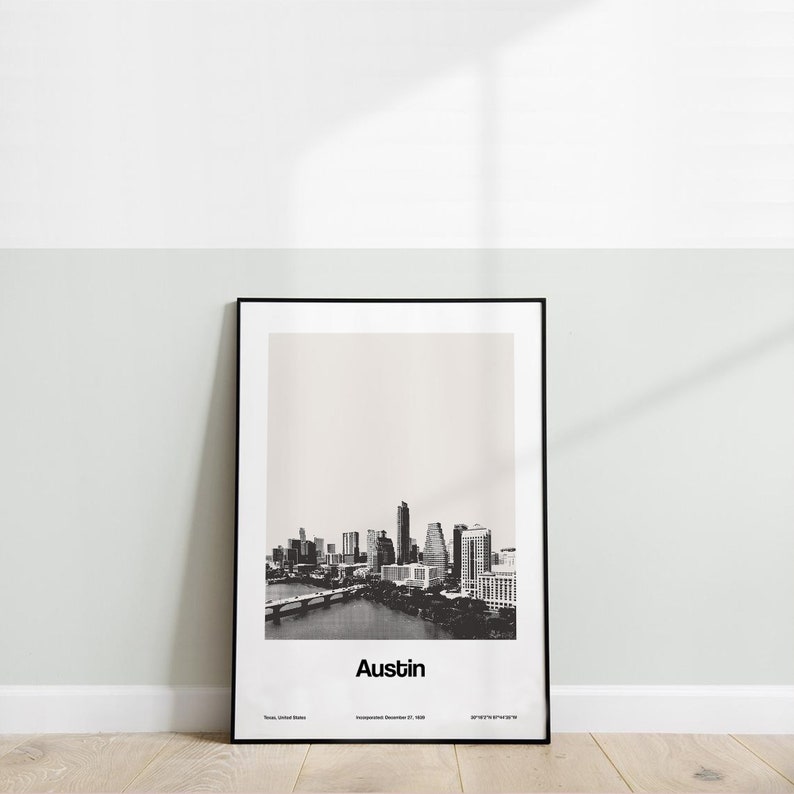 Austin Skyline Print Austin Texas Poster Downtown Austin TX | Etsy