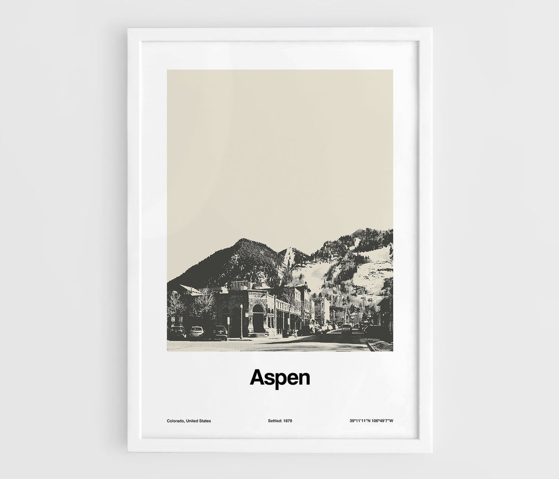 Aspen Colorado Print, Downtown Aspen Poster, Aspen CO Black White ...