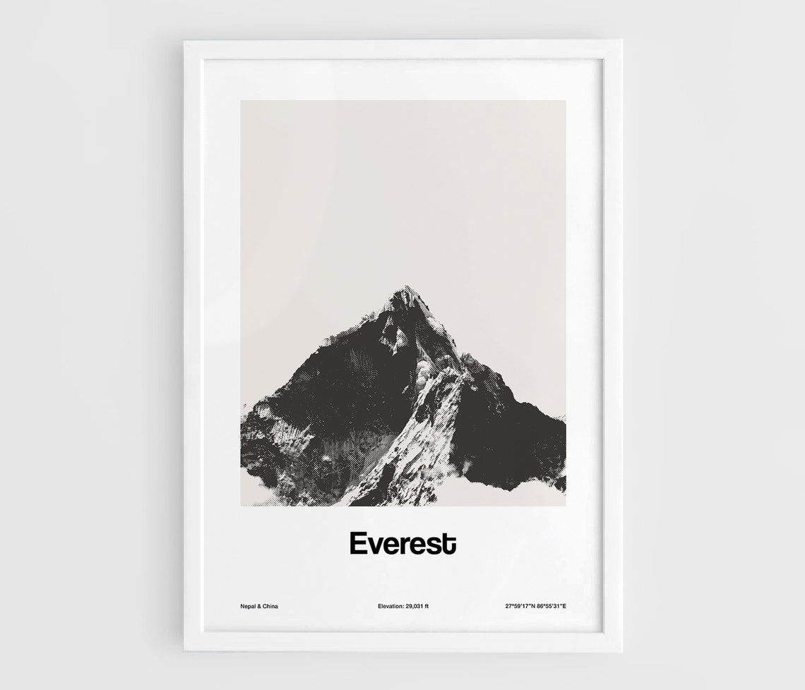 Mount Everest Print Mount Everest Poster China Nepal Everest - Etsy