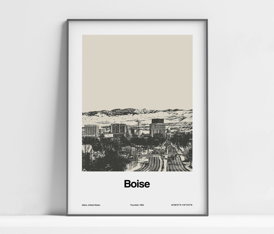 Boise Idaho Print, Boise ID Skyline Poster, Boise City Photo Black ...