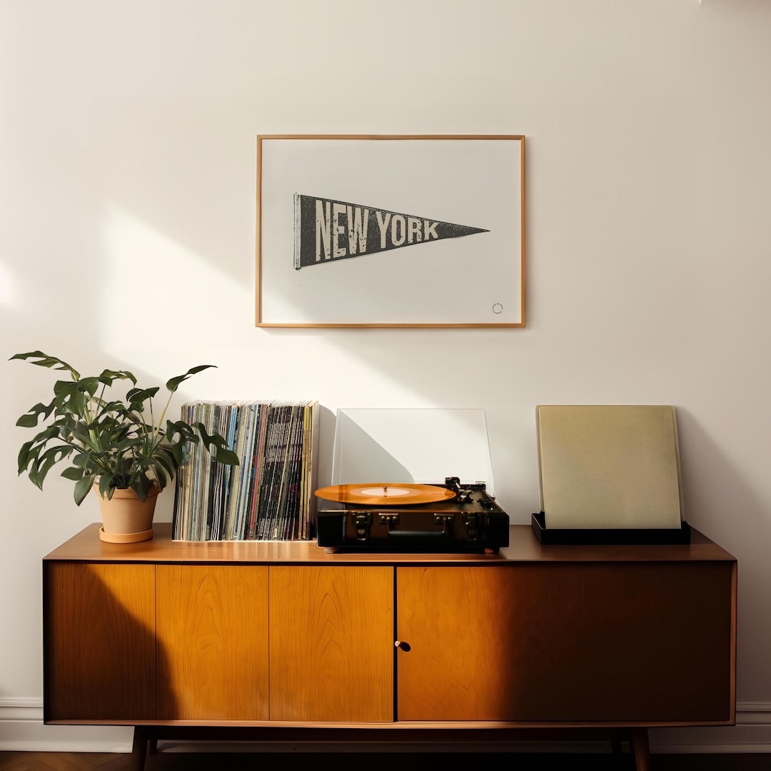 New York Pennant Flag Print, New York City Poster, NYC Black White ...