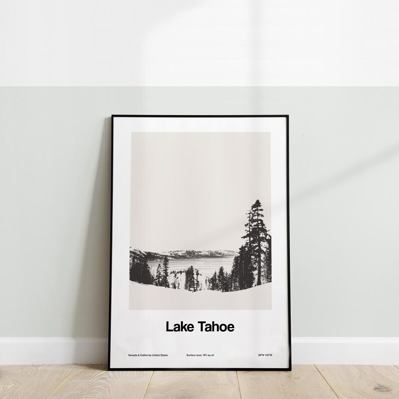 Lake Tahoe Poster Lake Tahoe Nevada Print Lake Tahoe | Etsy