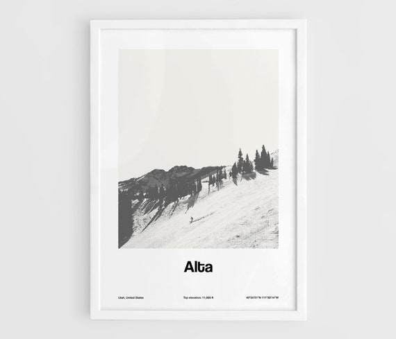 Alta Print Alta Utah Poster Alta Wasatch Mountains Utah | Etsy