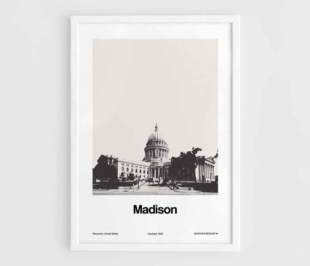 Madison WI Print, Madison Wisconsin Poster, Wisconsin State Capitol ...