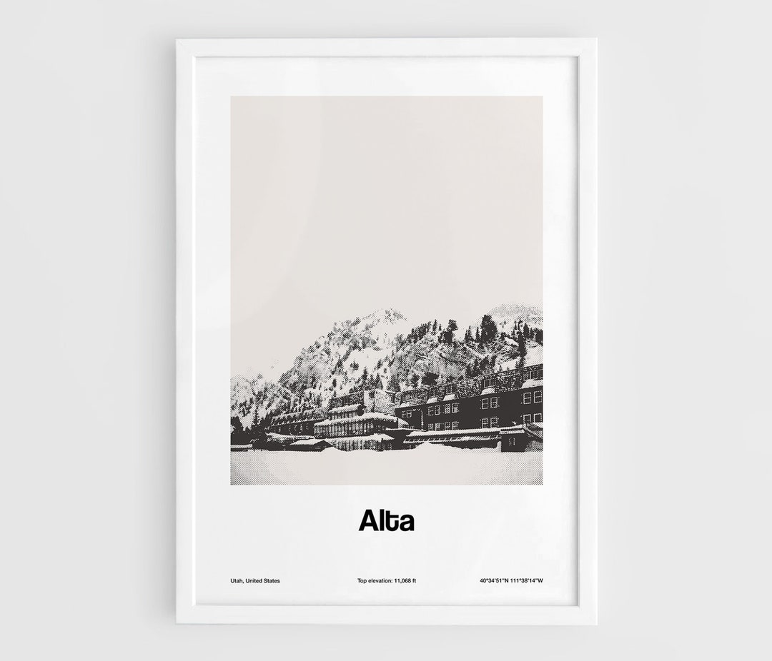 Alta Utah Poster, Alta Print Wasatch Mountains Alta Town Travel Poster ...