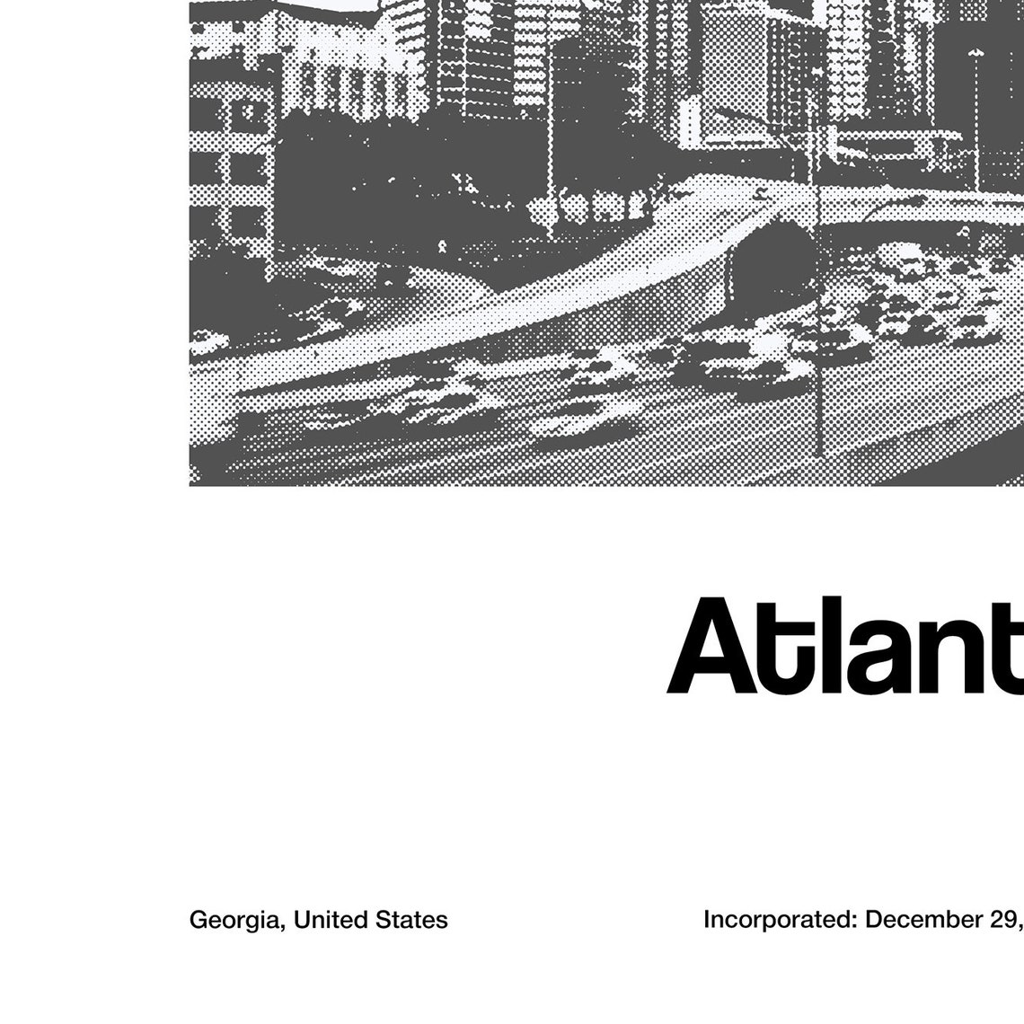 Atlanta Poster Atlanta Georgia Print Atlanta GA Skyline Wall | Etsy