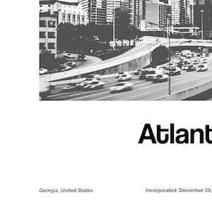 Atlanta Poster, Atlanta Georgia Print, Atlanta GA Skyline Wall Art ...