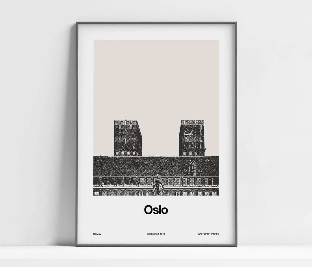 Oslo Print, Oslo Poster, Oslo City Hall Skyline, Scandinavian Oslo ...