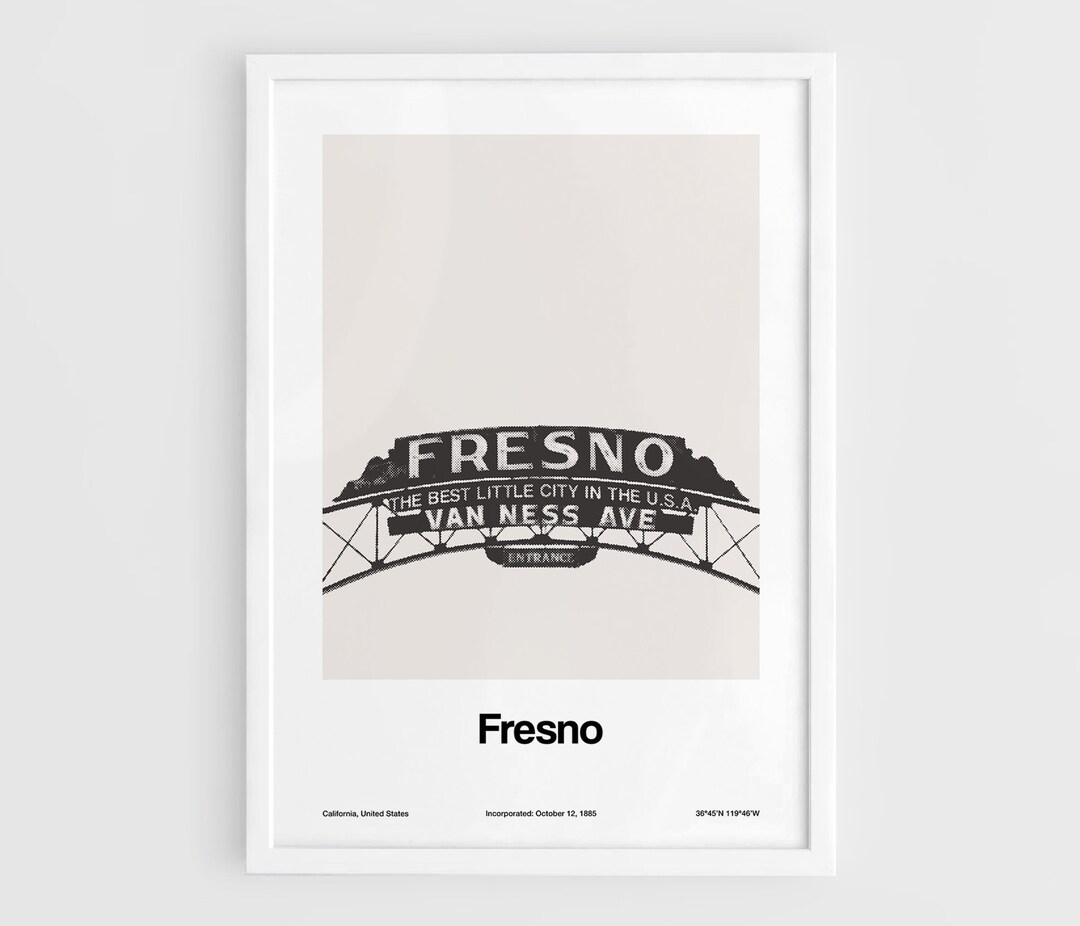 Fresno CA Print, Fresno Sign City Entrance Poster, Fresno Skyline ...