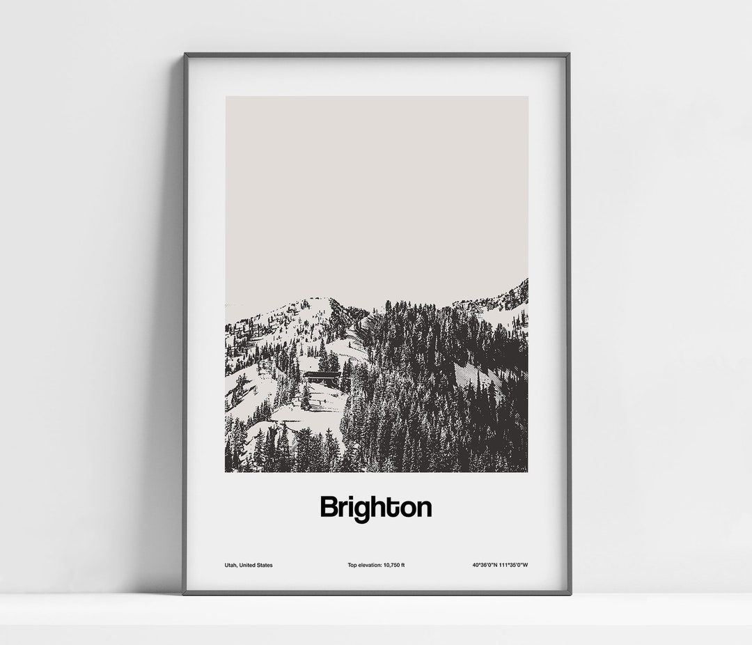 Brighton Utah Poster, Brighton Mountains UT Print, Big Cottonwood ...