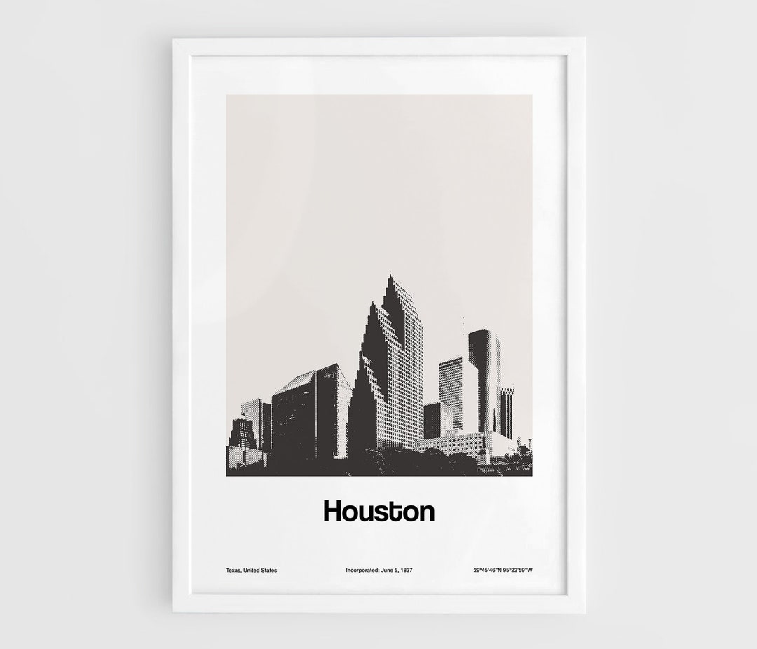 Houston Skyline Print, Houston TX Architecture, Houston Texas ...