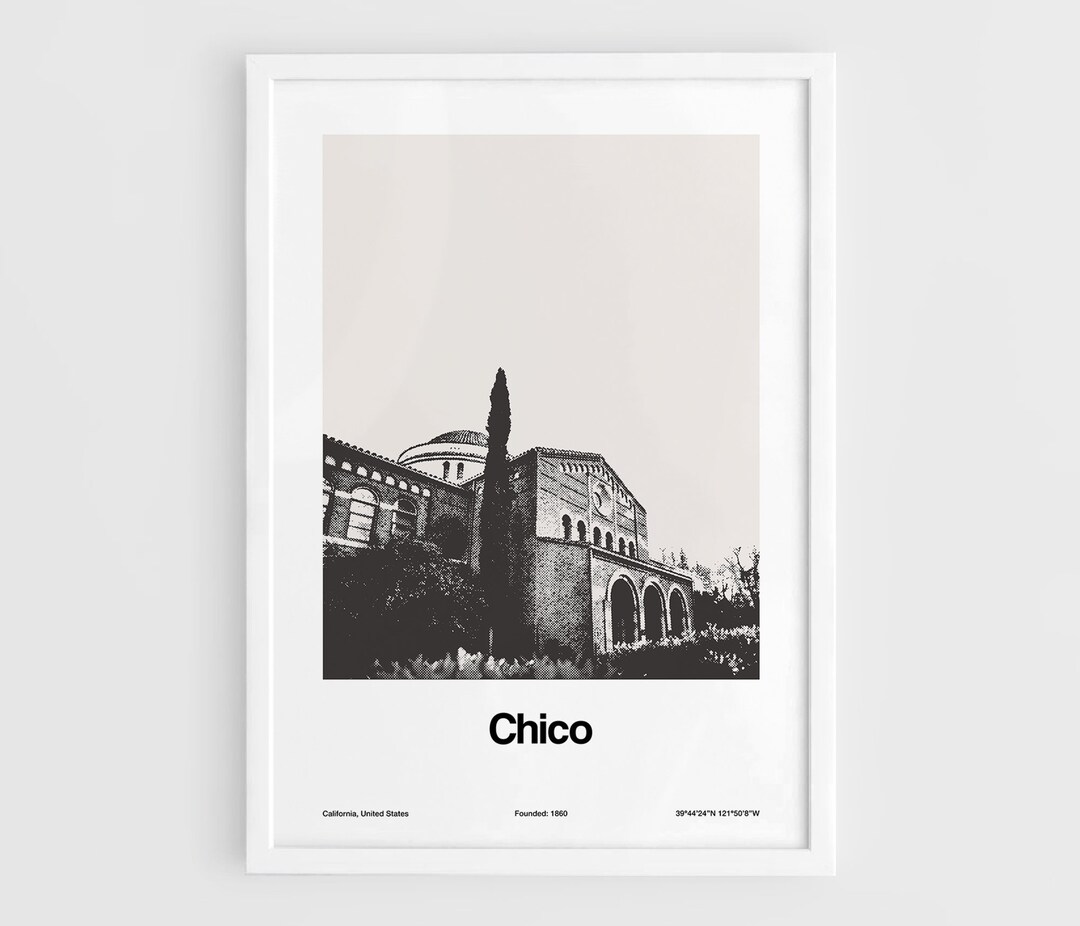 Chico California Print, Chico CA Poster, Kendall Hall at Chico State CA ...