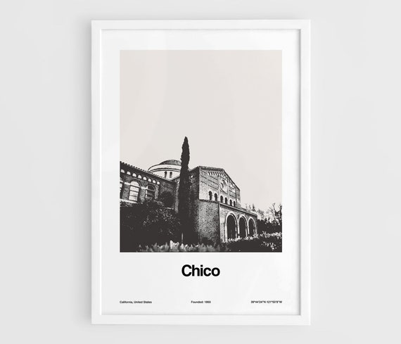 Chico California Print Chico CA Poster Kendall Hall at Chico - Etsy
