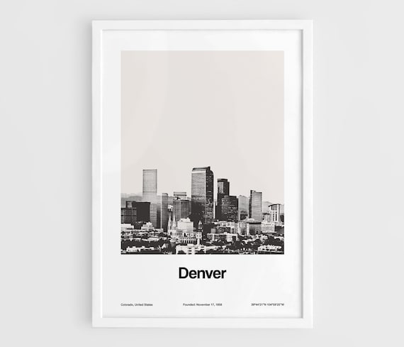Denver Skyline Art Print Denver CO Denver Poster Denver | Etsy