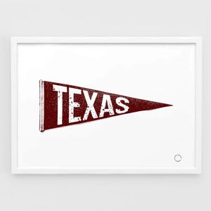 Vintage Texas Pennant Flag Wall Art, Texas Maroon Pennant Flag Poster ...