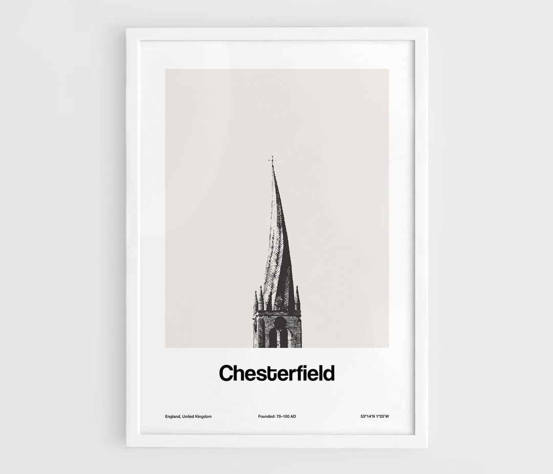 Chesterfield Print, Chesterfield Parish Church Poster, Chesterfield ...