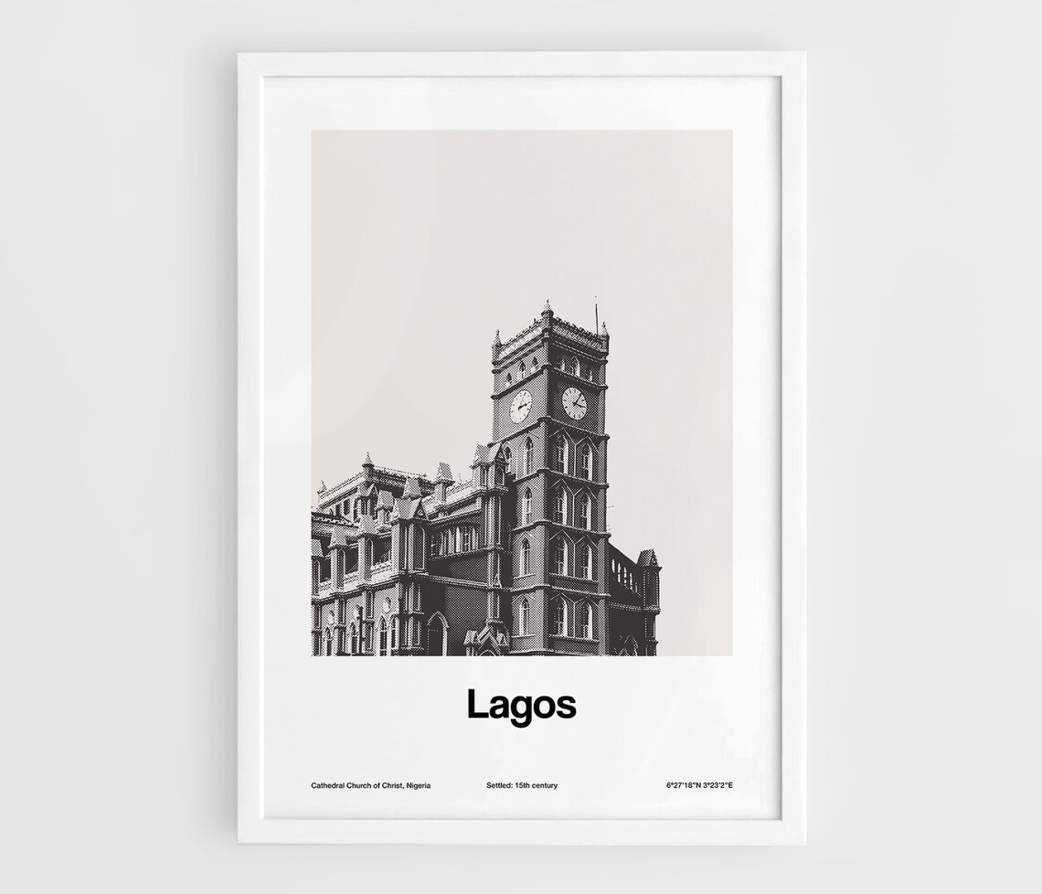Lagos Nigeria Poster, Lagos Print, Lagos Cathedral Church of Christ ...
