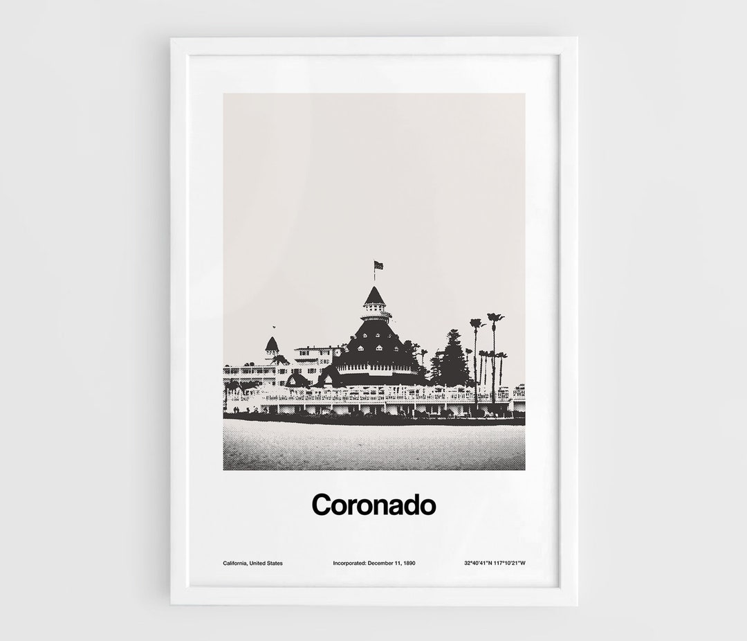 Coronado California Poster, Coronado CA Print, Coronado San Diego Bay ...