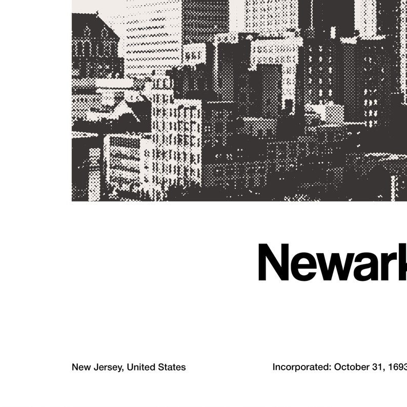 Newark New Jersey Print, Newark NJ Poster, Downtown Newark Skyline New ...