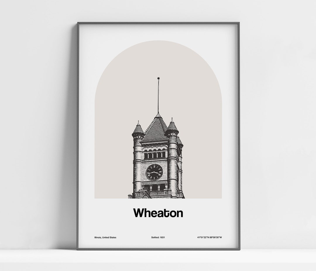 Wheaton Illinois Print, Wheaton IL Poster, Downtown Wheaton the Old ...