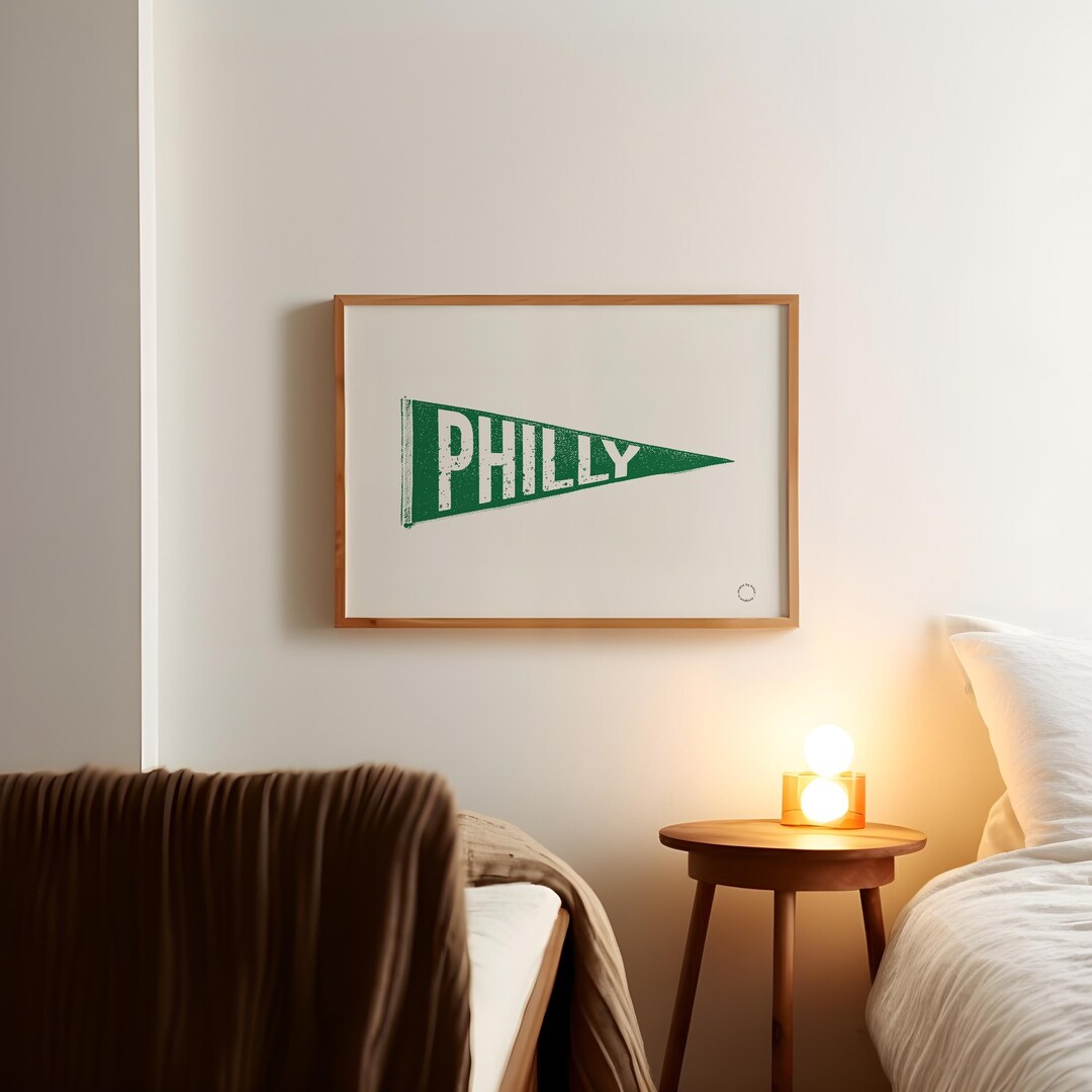 Vintage Philadelphia Pennant Flag Poster, Philadelphia Green Print ...