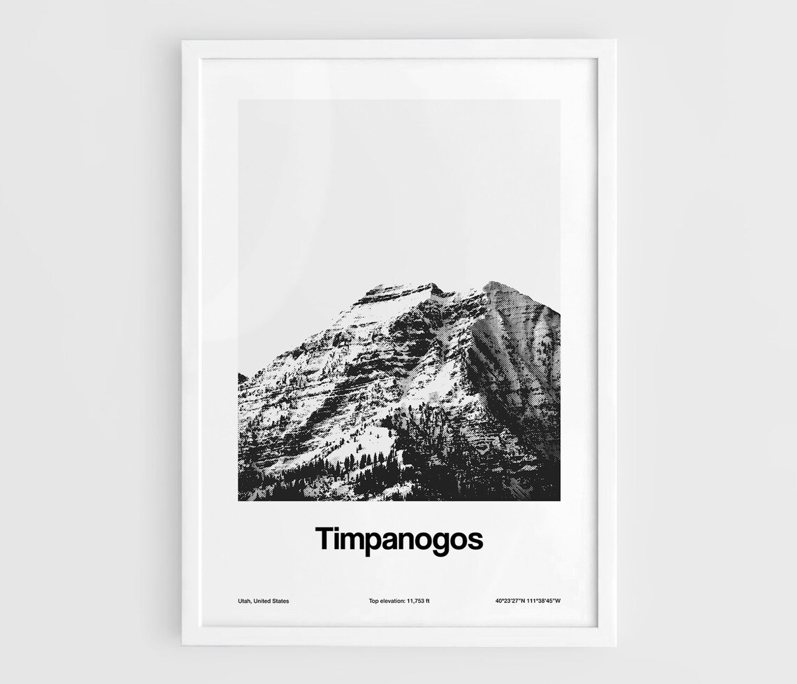 Mount Timpanogos UT Print, Mount Timp Utah Mountains Poster, Orem City ...
