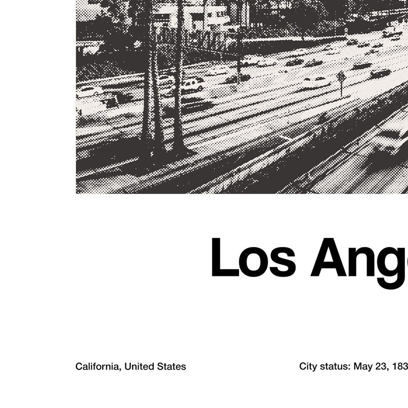 Los Angeles Wall Art, LA Print, Los Angeles California Skyline, Los ...