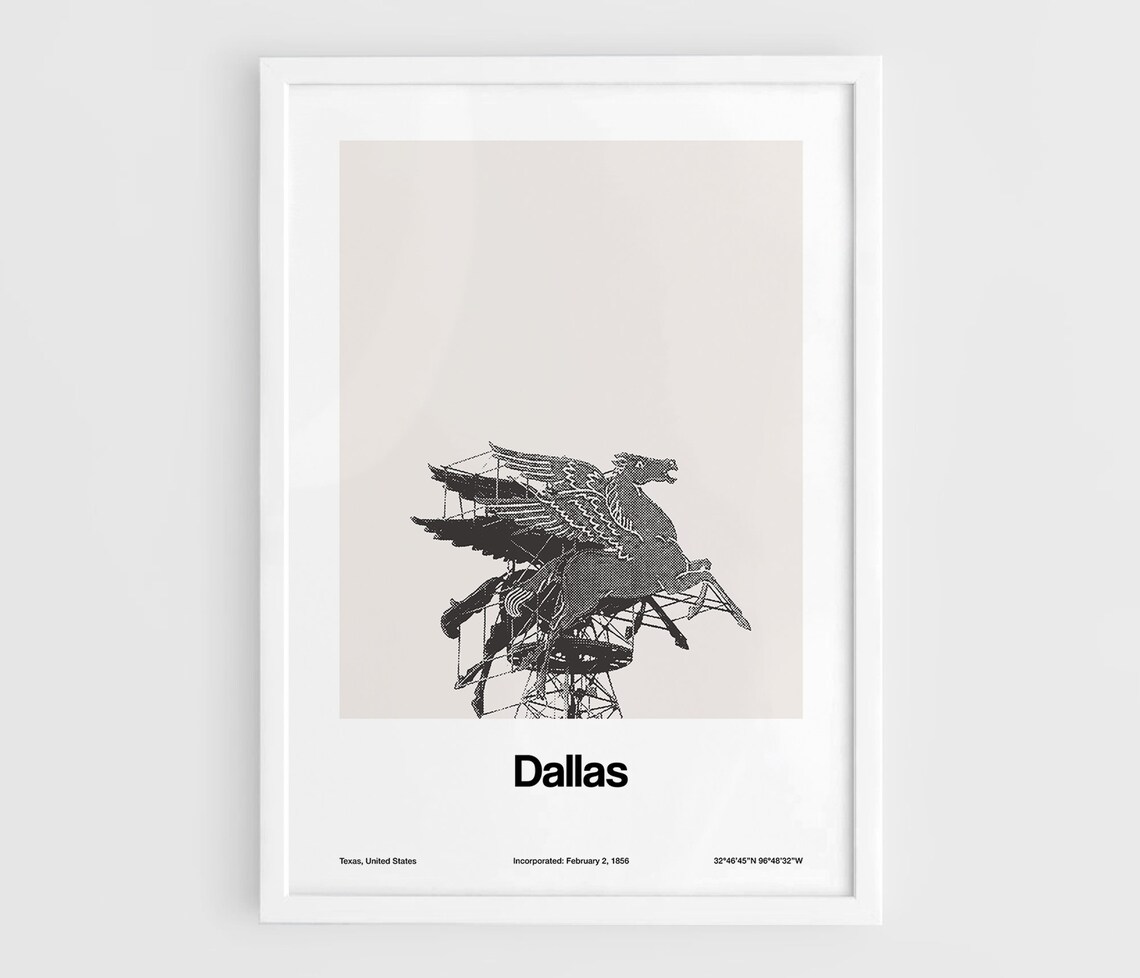Dallas Poster Pegasus Dallas TX Print Dallas Texas Flying - Etsy