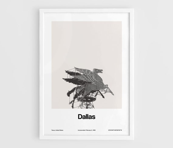Dallas Poster Pegasus Dallas TX Print Dallas Texas Flying - Etsy