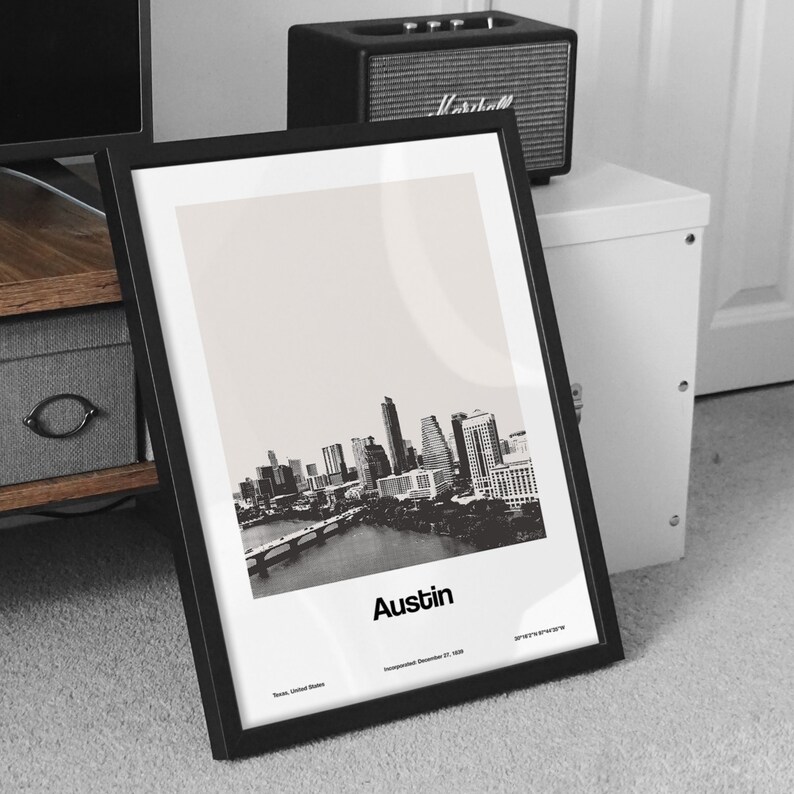 Austin Skyline Print Austin Texas Poster Downtown Austin TX | Etsy