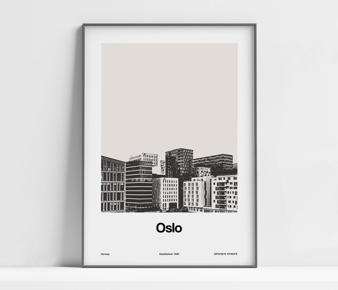 Oslo Poster, Oslo Print, Bjørvika Oslo Skyline, Scandinavian Oslo ...