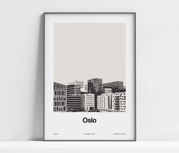 Oslo Poster Oslo Print Bjørvika Oslo Skyline Scandinavian | Etsy