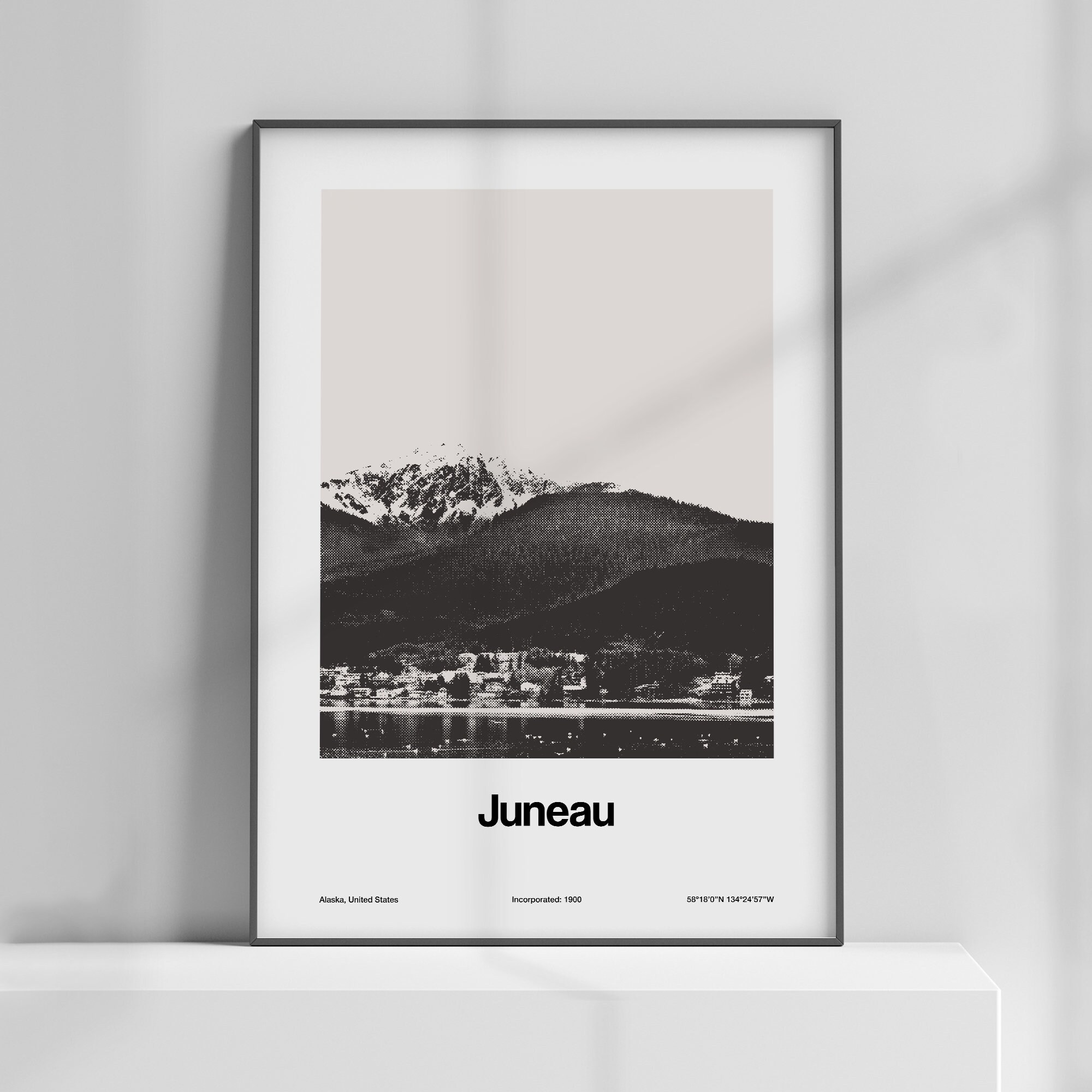Juneau Alaska Poster Juneau Skyline Print Juneau AK Black | Etsy