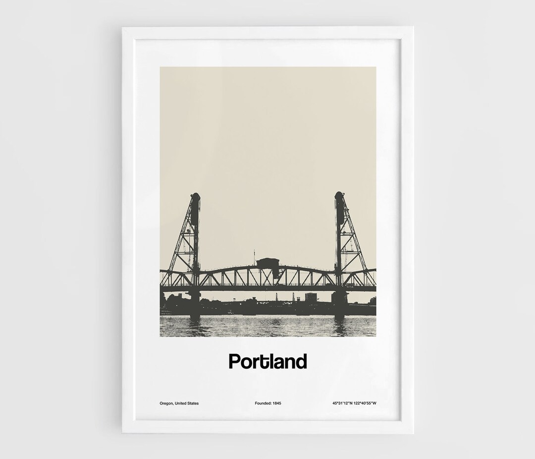 Portland Oregon Print, Hawthorne Bridge Poster, Portland OR Skyline ...