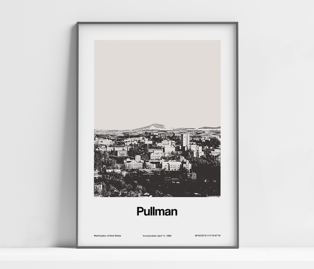 Pullman WA Print, Pullman Washington State Poster, Pullman Skyline ...