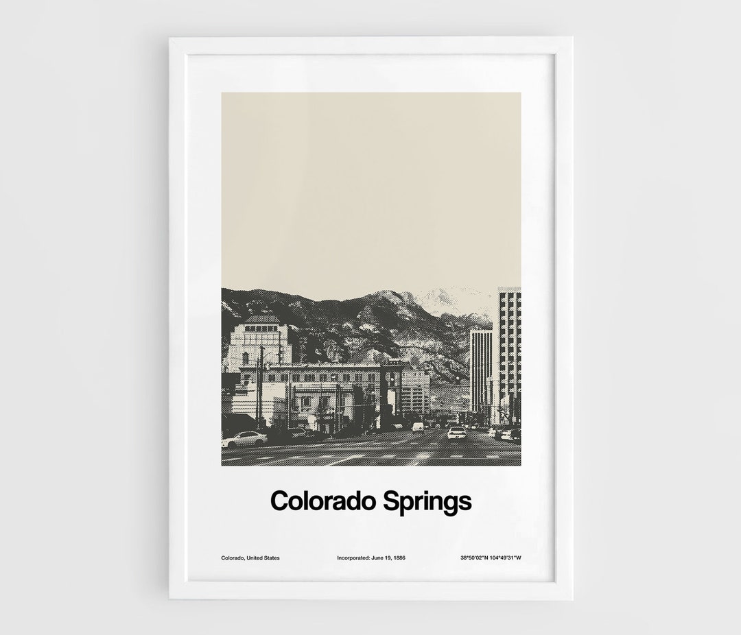 Colorado Springs CO Poster, Downtown Colorado Springs Skyline, Colorado ...