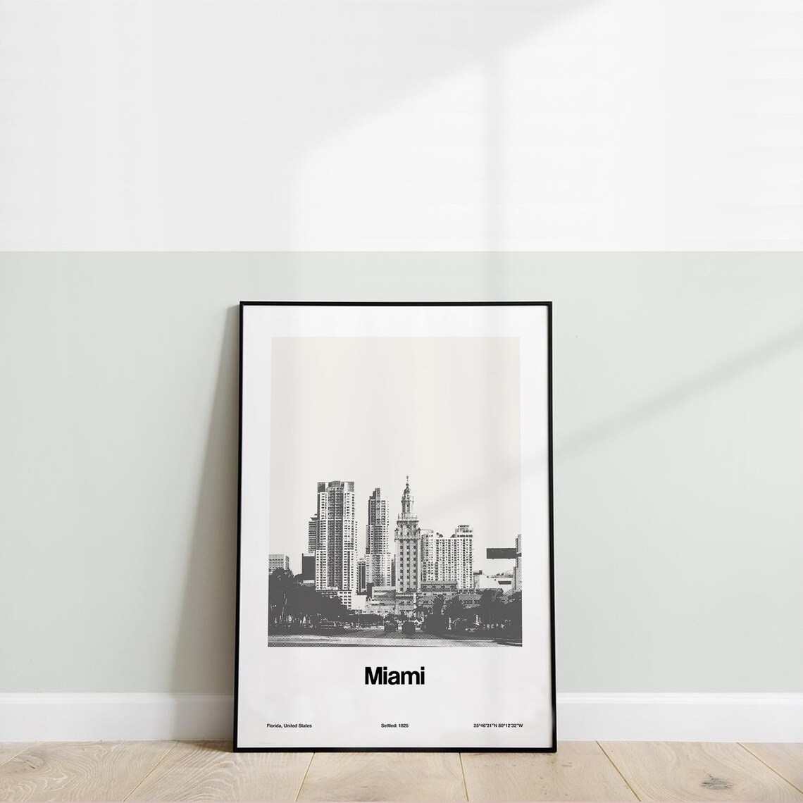 Miami Skyline Print Downtown Miami Florida Skyline Poster | Etsy