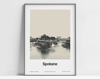 Spokane Print City Map Art Poster Washington WA USA Wall - Etsy