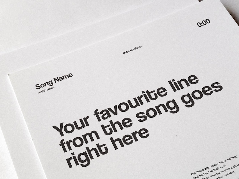 Custom Song Lyrics Print, Custom Music Poster, Personalised Lyrics Art ...