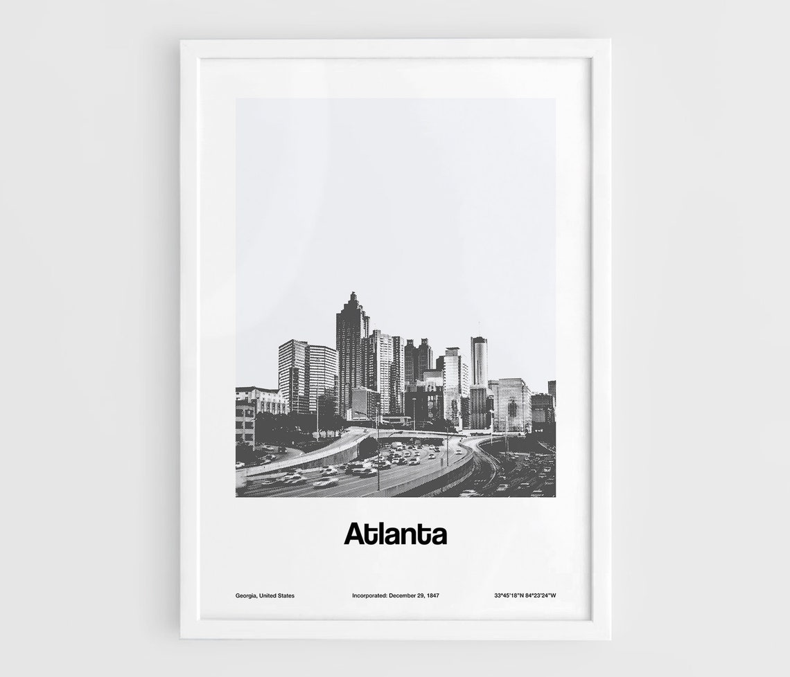 Atlanta Poster Atlanta Georgia Print Atlanta GA Skyline Wall - Etsy